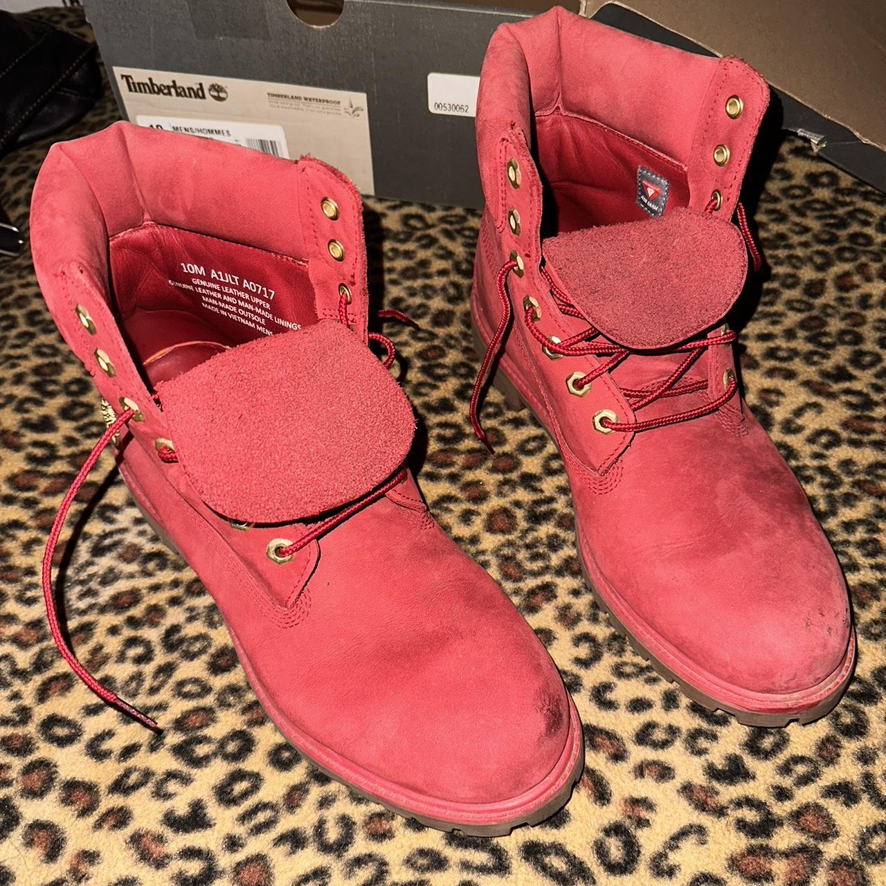 RED MAROON TIMBERLANDS SIZE 10 •never worn since... - Depop
