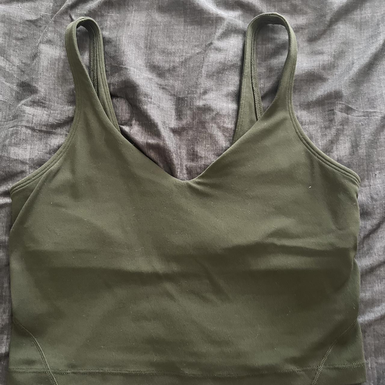 Lulu lemon align tank built in bra ARMY GREEN - Depop
