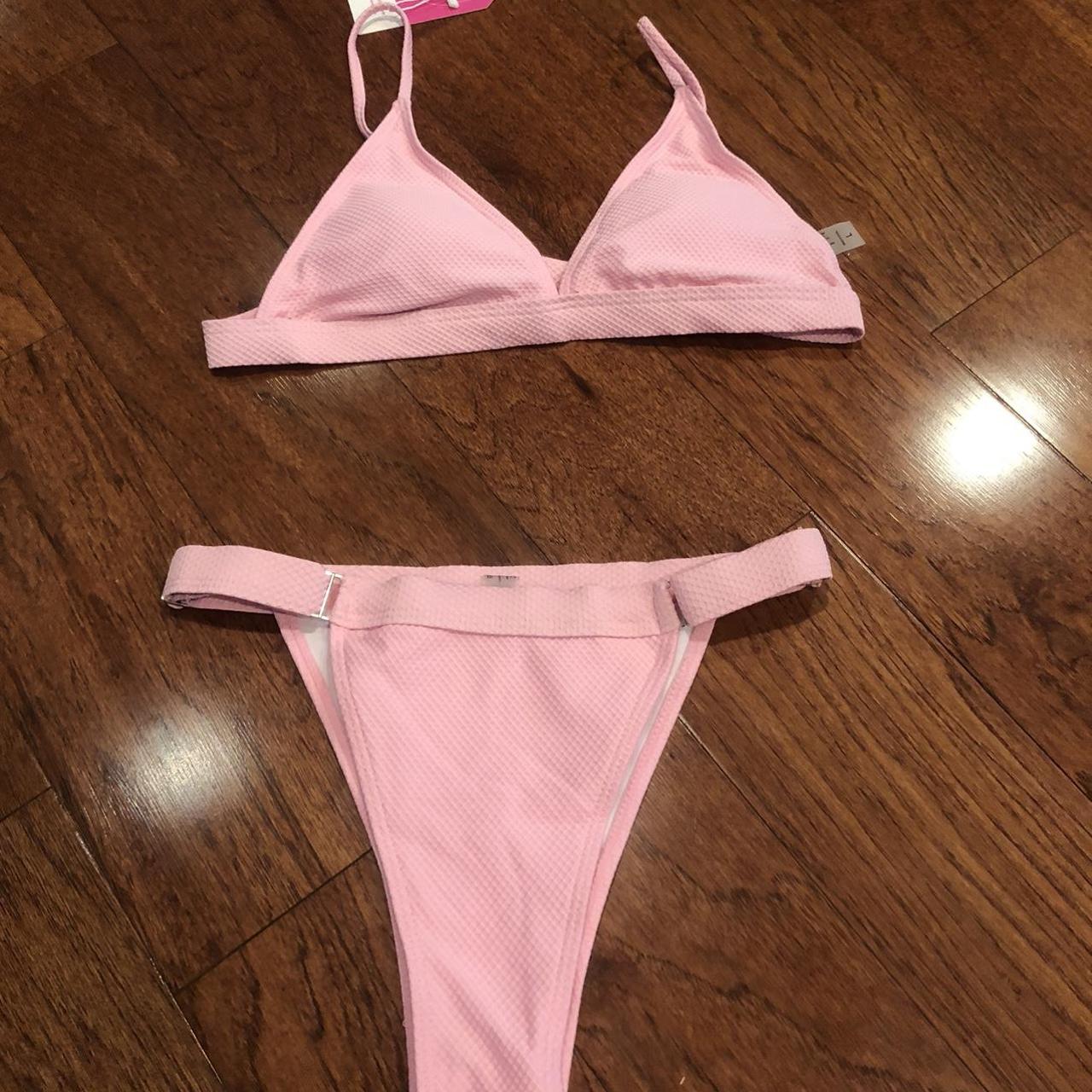 Jobee swim pink bikini High cut bottoms triangle... - Depop