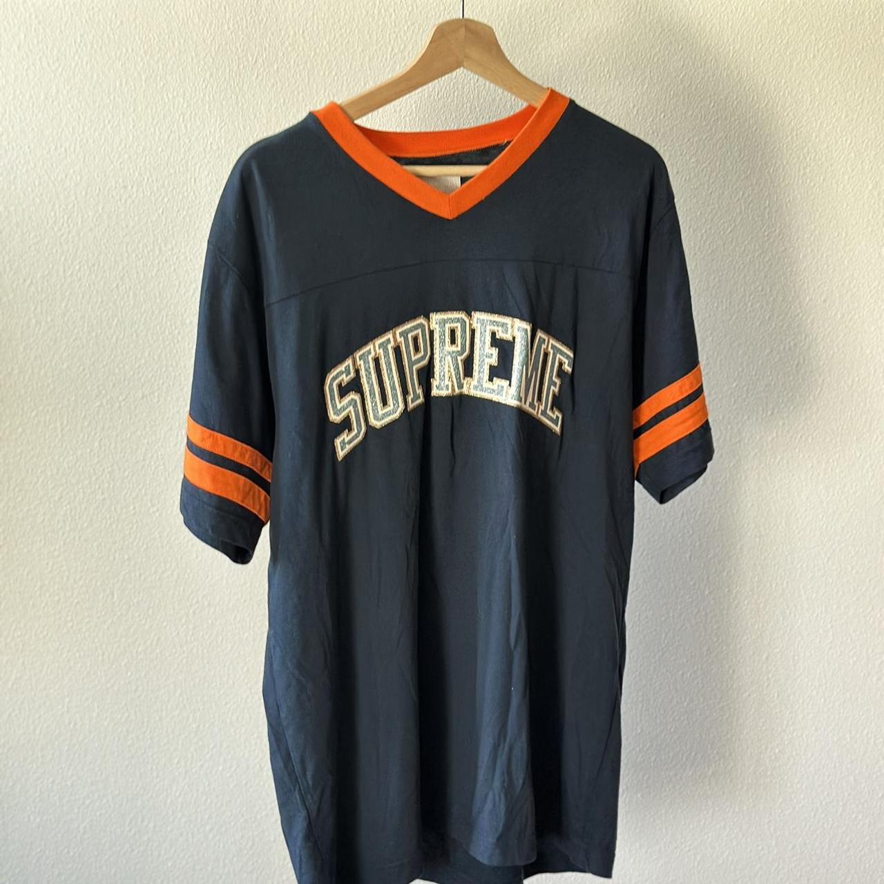 Supreme Glitter Arc Football Top (FW17) - Navy 100%... - Depop