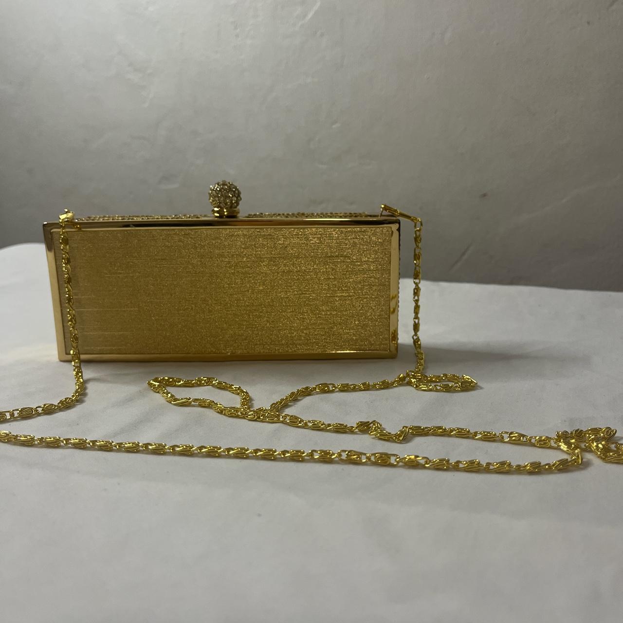 Gold hand bag with removable chain on the last... - Depop