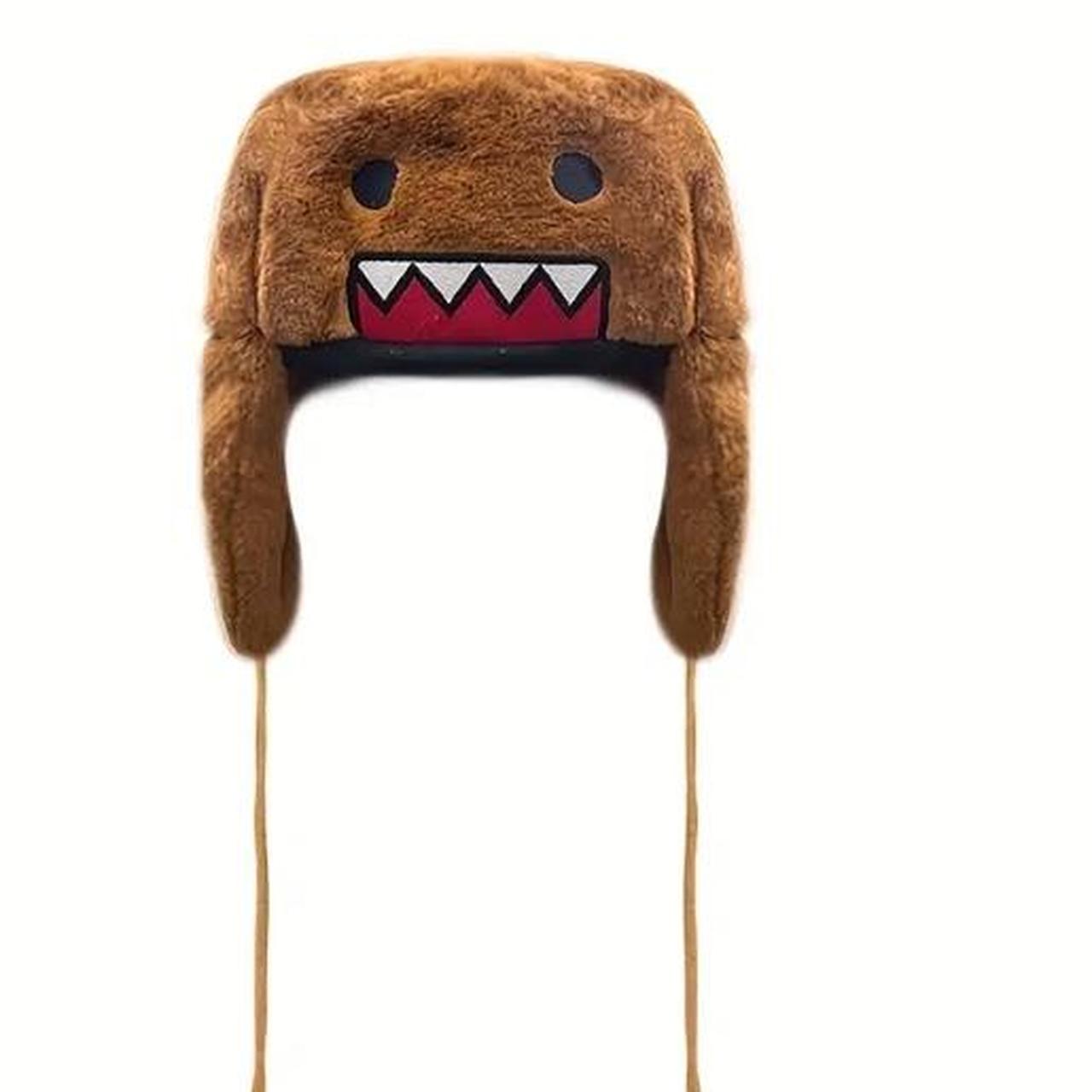 Domo cartoon fur trapper hat with strings #goth... - Depop