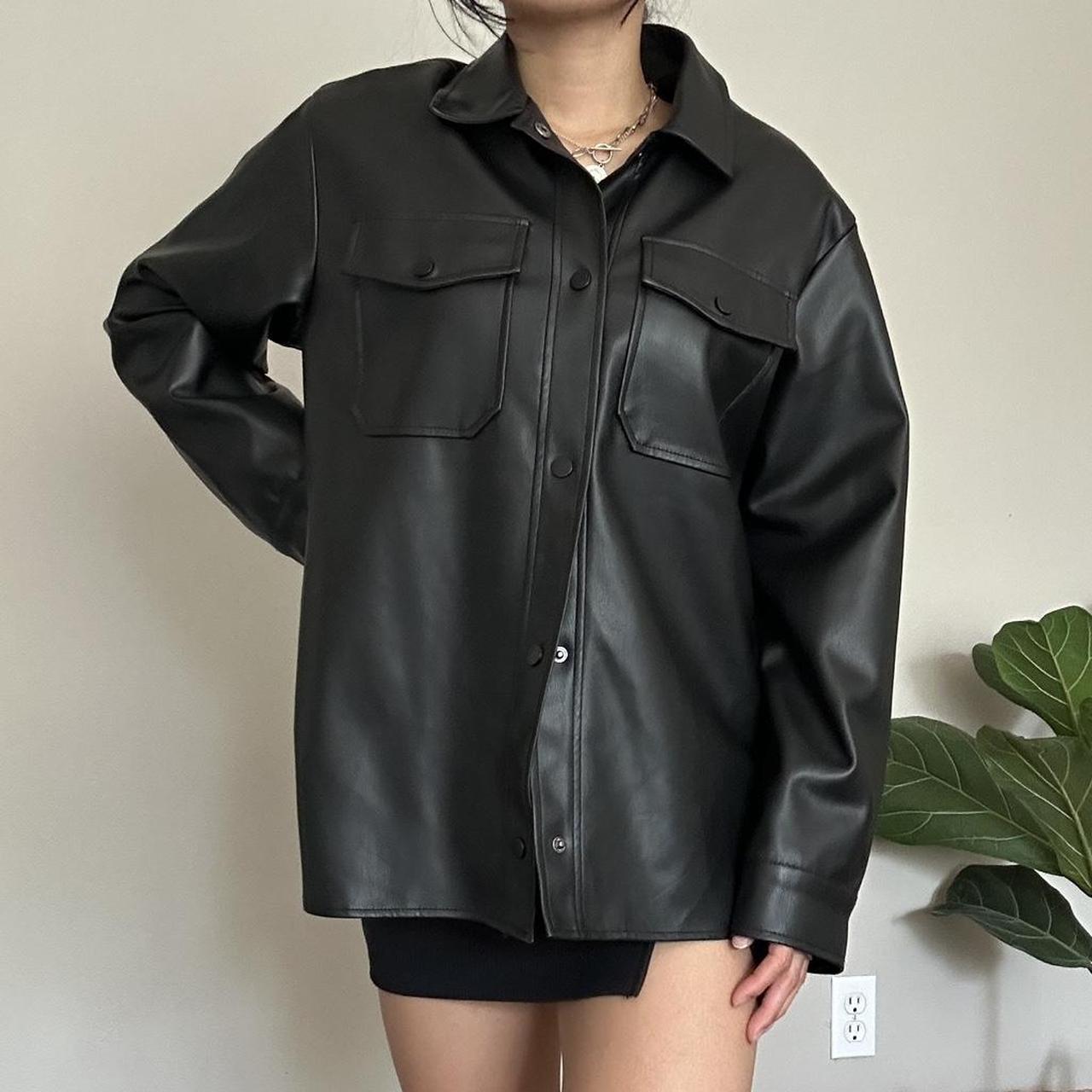 FAUX LEATHER SHACKET || Forever21 **SIZE:... - Depop