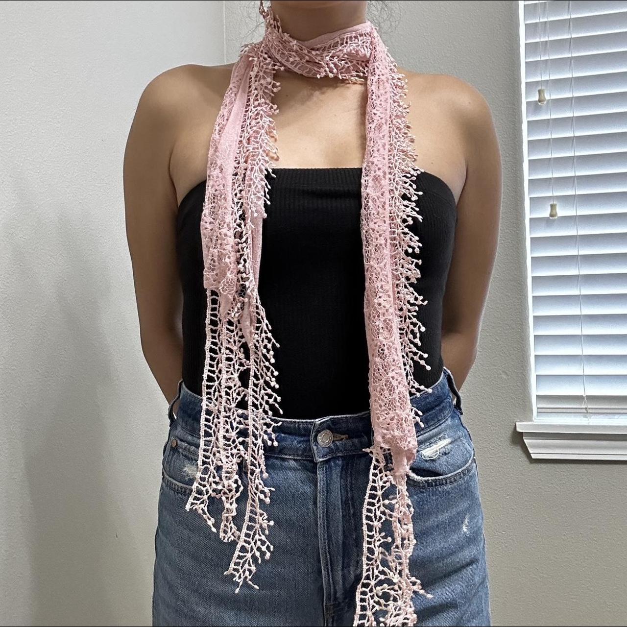 Pink skinny Y2K scarf Super cute #y2k #pink... - Depop