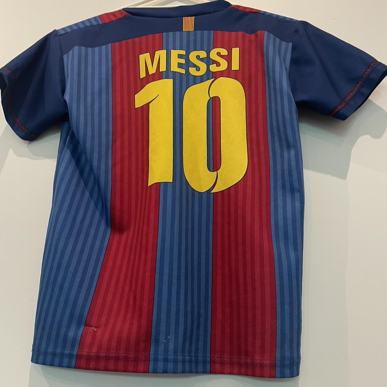 Barcelona Messi 10 blue and red football shirt... | Depop