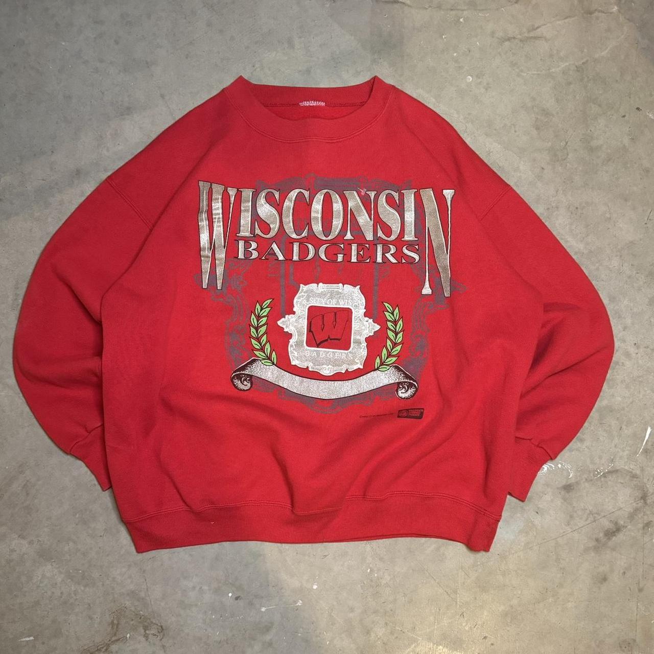 90s Wisconsin Badgers Vintage Crewneck Size: XL ... - Depop