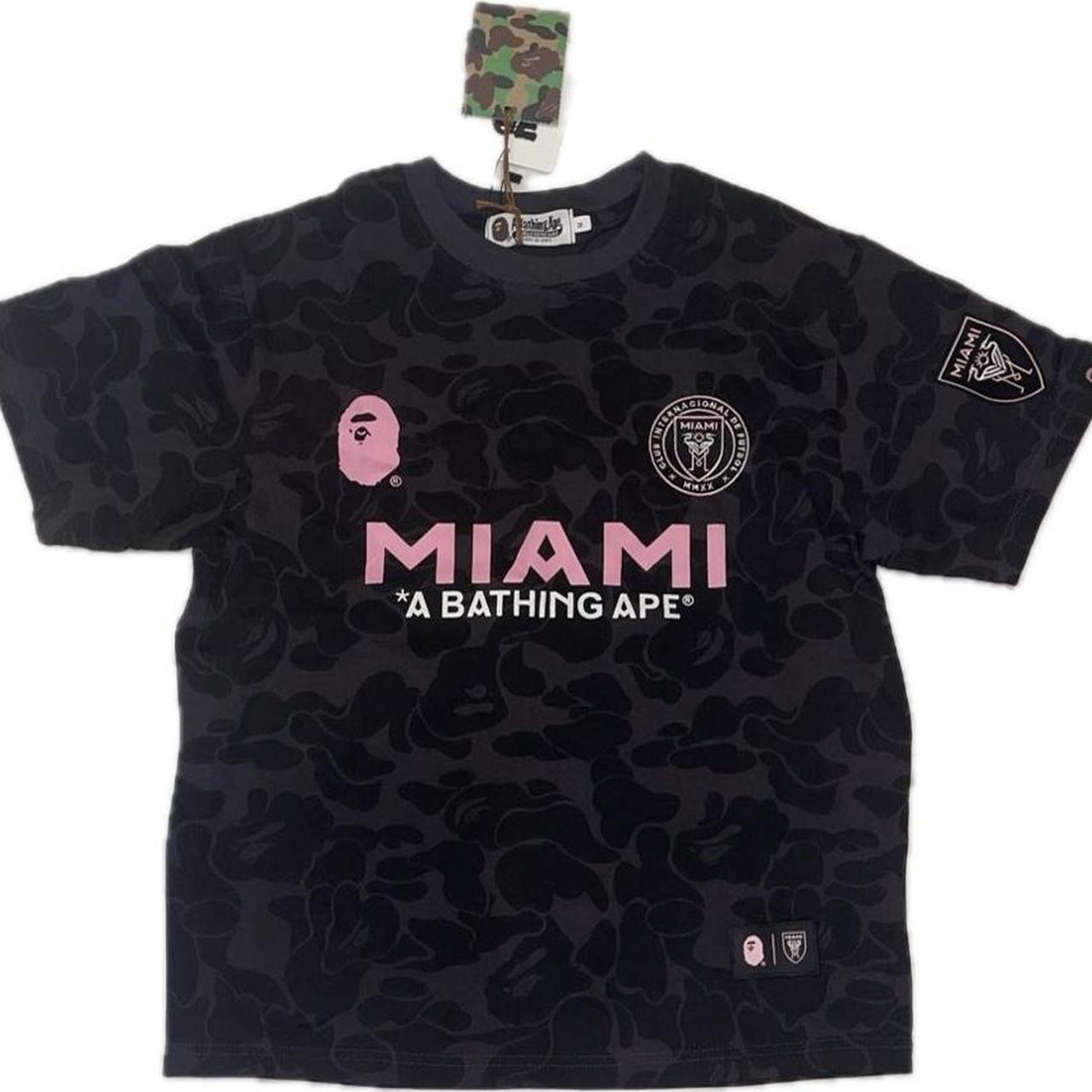 BAPE Inter Miami black and pink camo tee -still in... | Depop