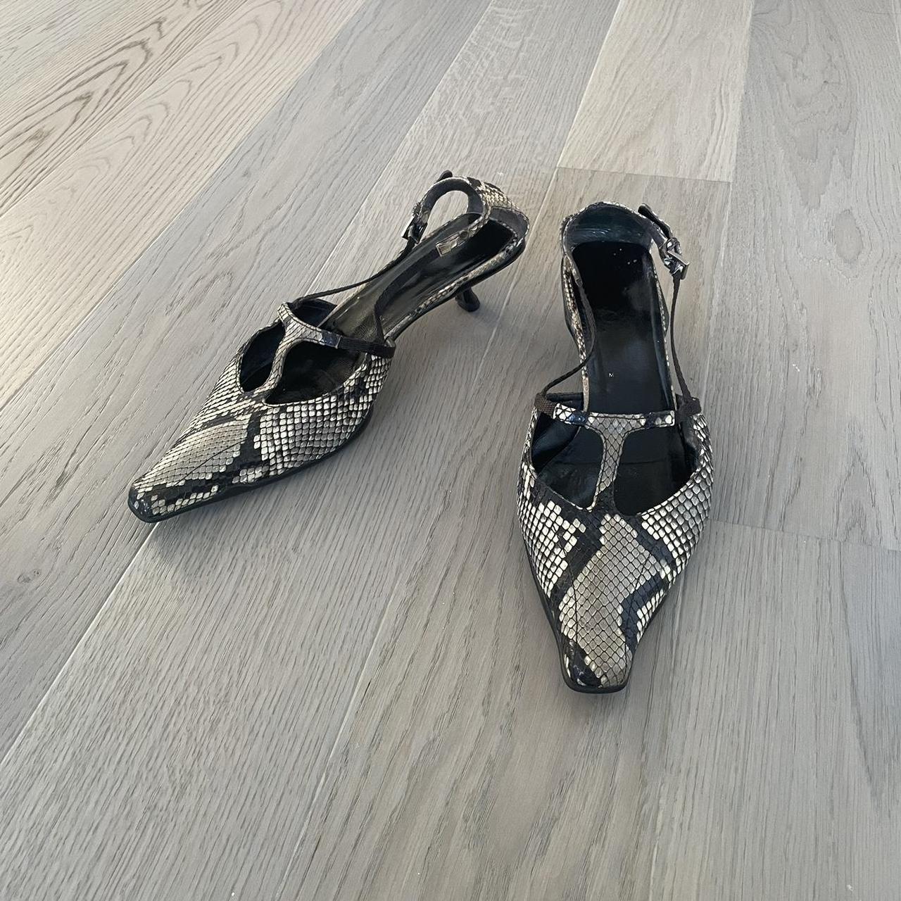 Prada vintage snake skin leather kitten heels EU40... - Depop