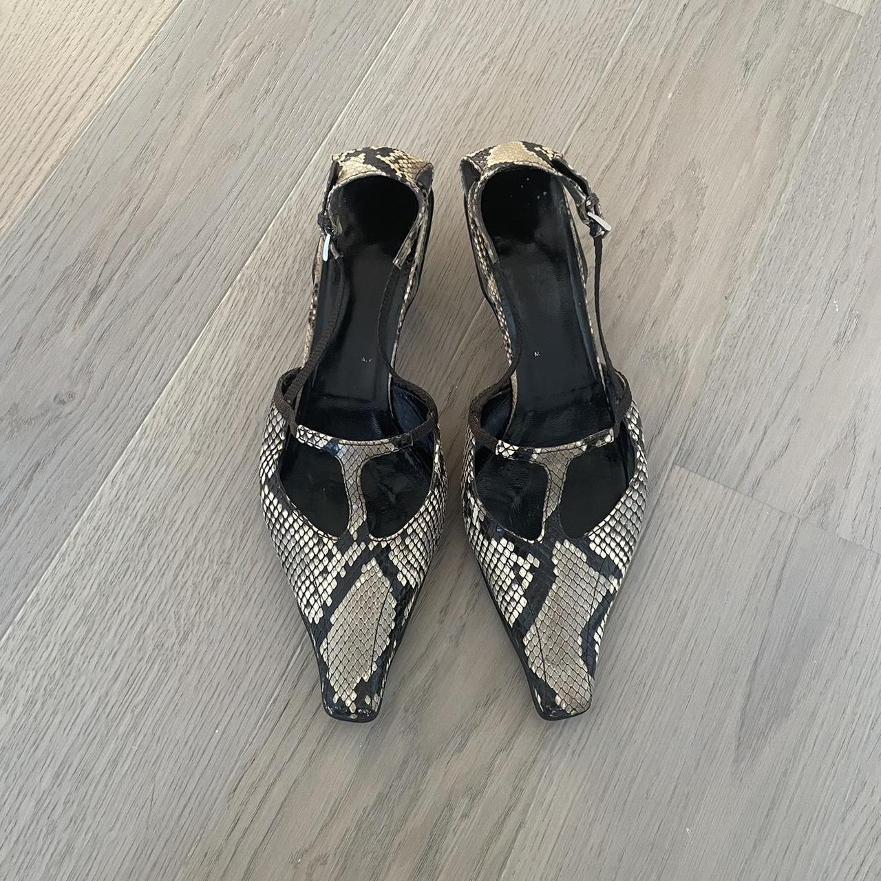 Prada vintage snake skin leather kitten heels EU40... - Depop