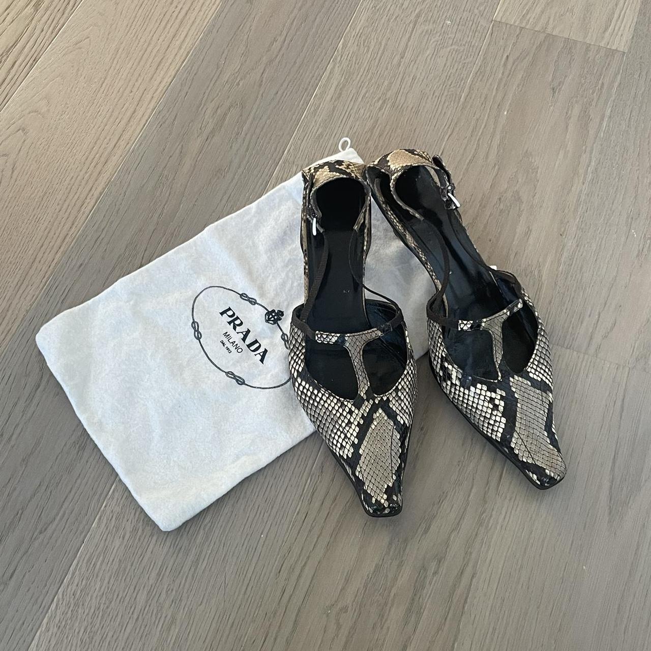 Prada vintage snake skin leather kitten heels EU40... - Depop