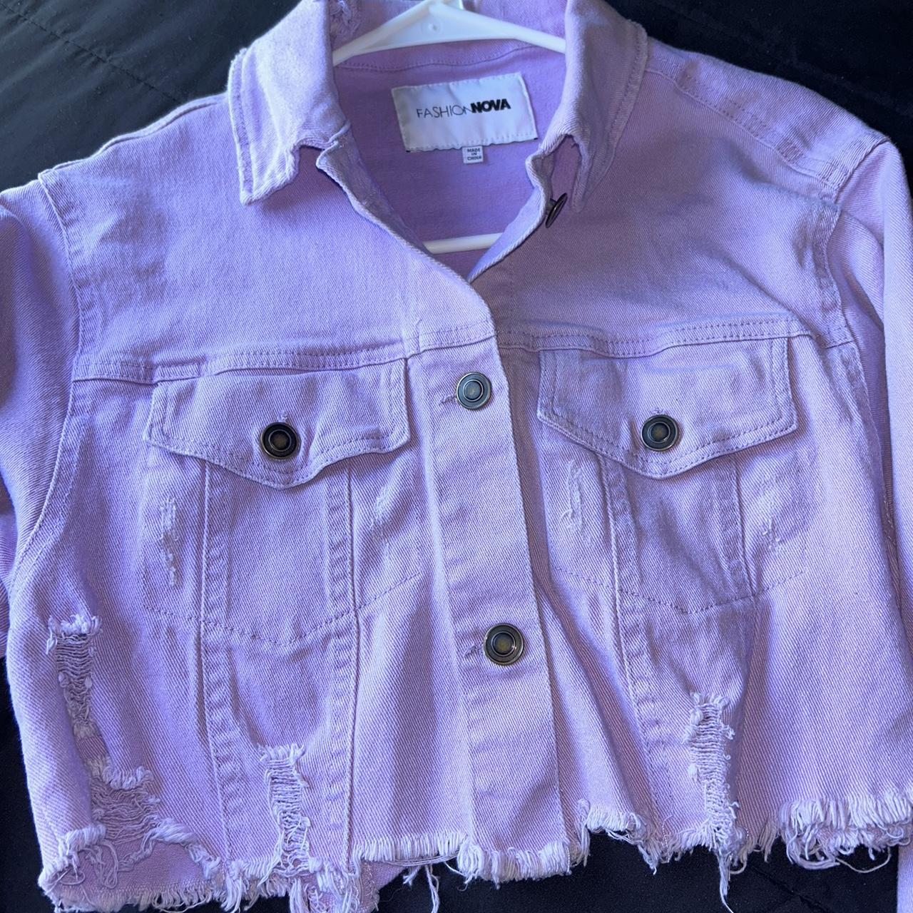 Lilac Cropped Jean Jacket Worn once - Depop