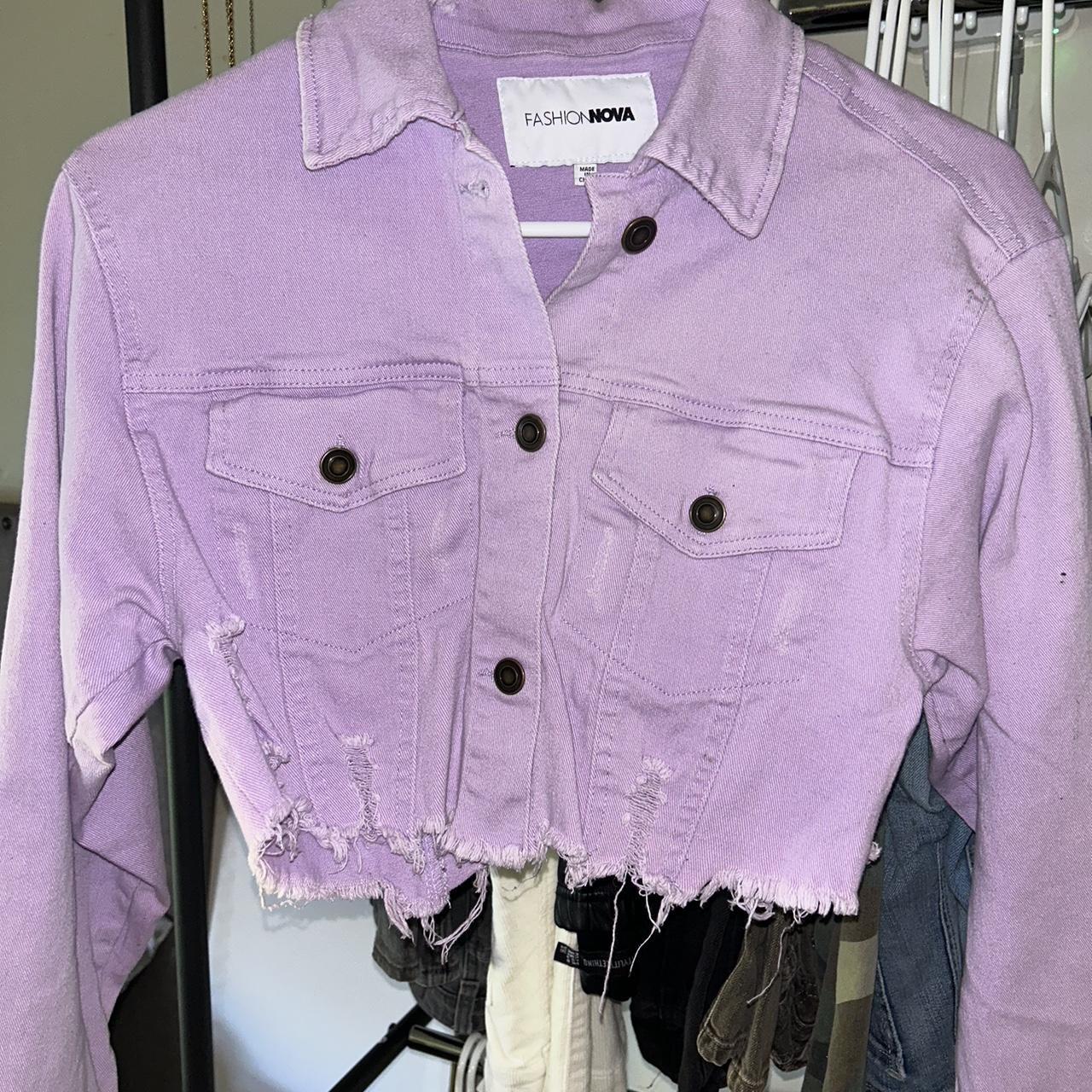 Lilac Cropped Jean Jacket Worn once - Depop