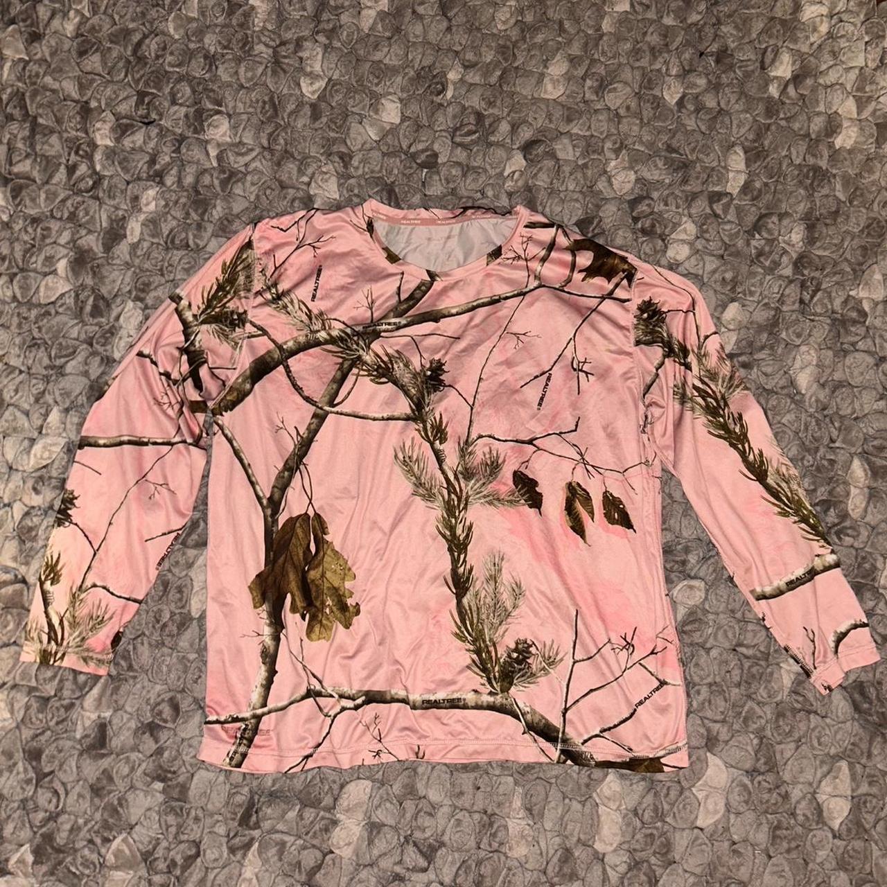 pink real tree camo long sleeve SIZE: tag is mostly... | Depop