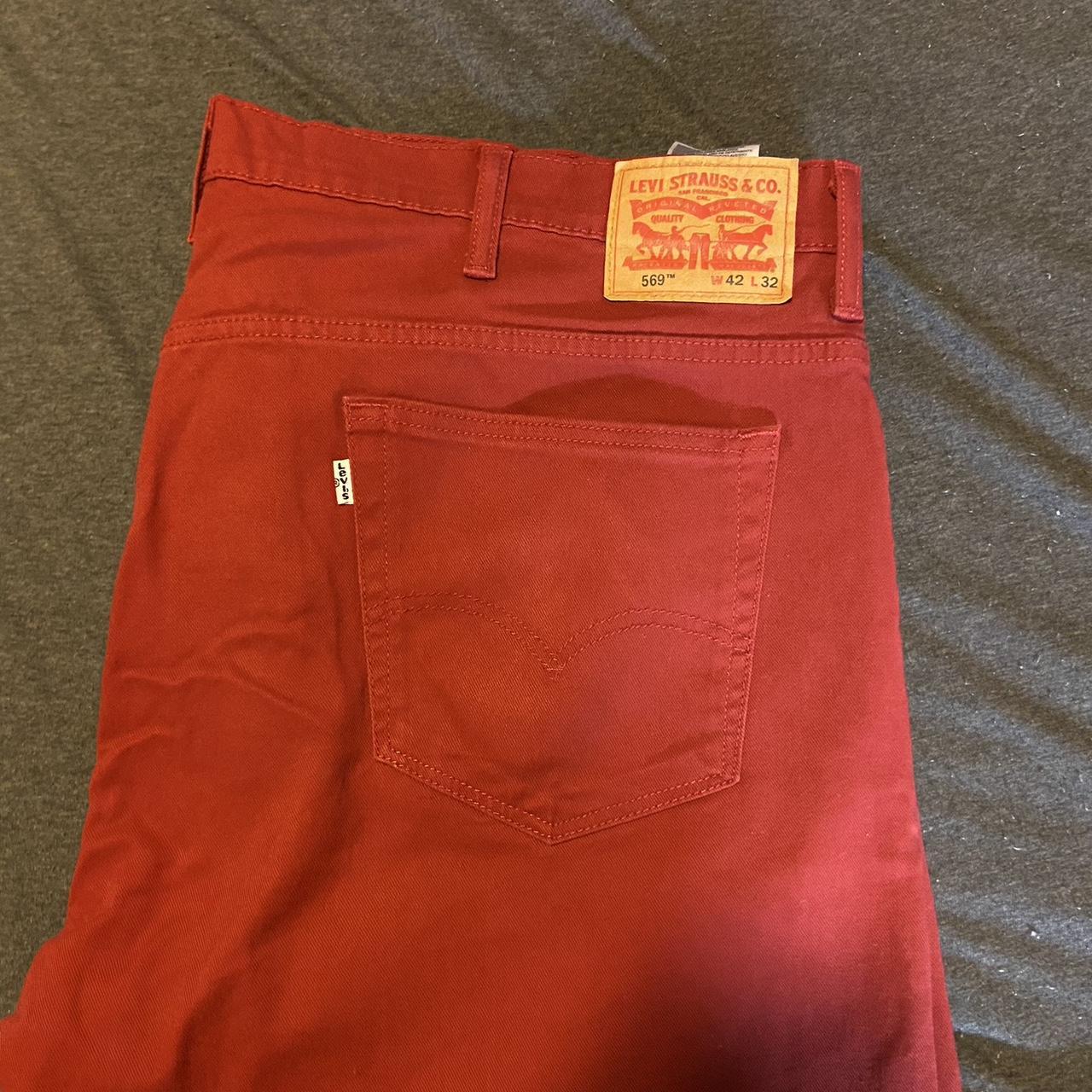 Red Levi Strauss Denim Jeans W42 L32 #denim #levi - Depop