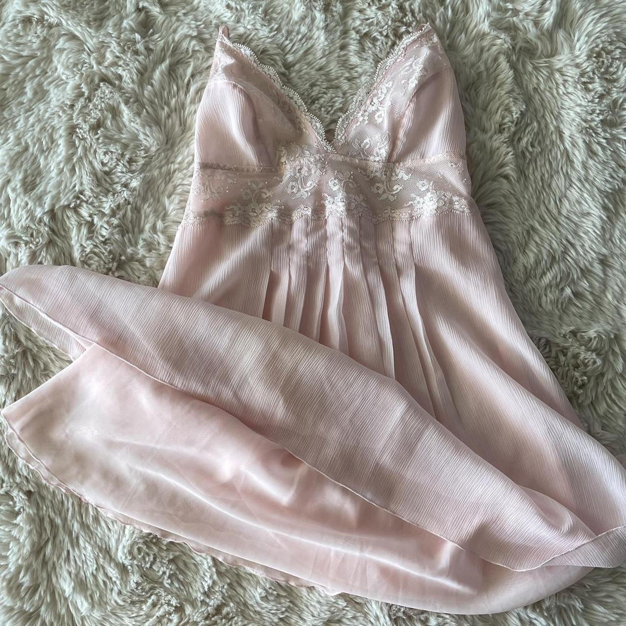 Victoria's Secret pastel pink slip mini dress. XS - Depop