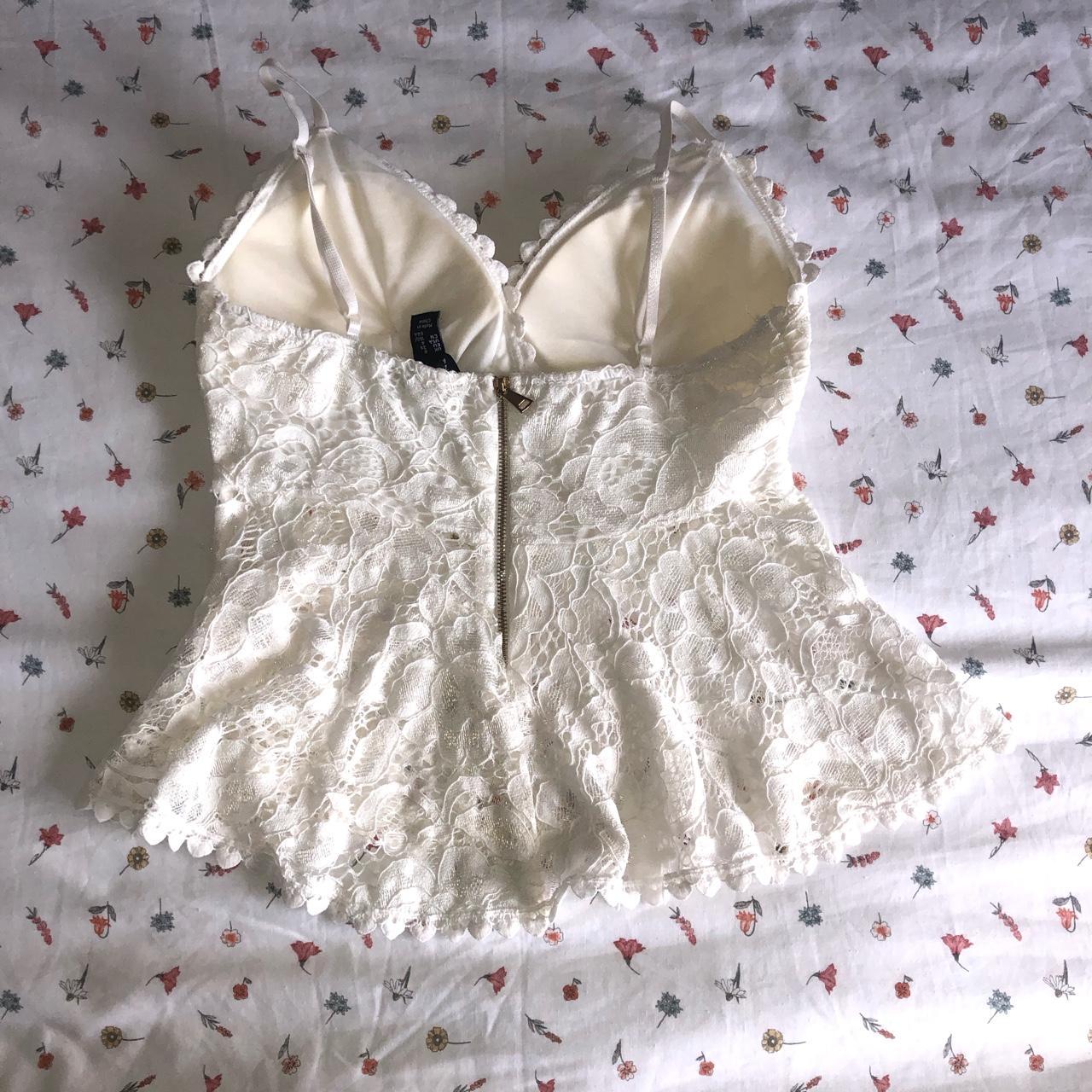 cute floral white tank, semi see through with a... - Depop