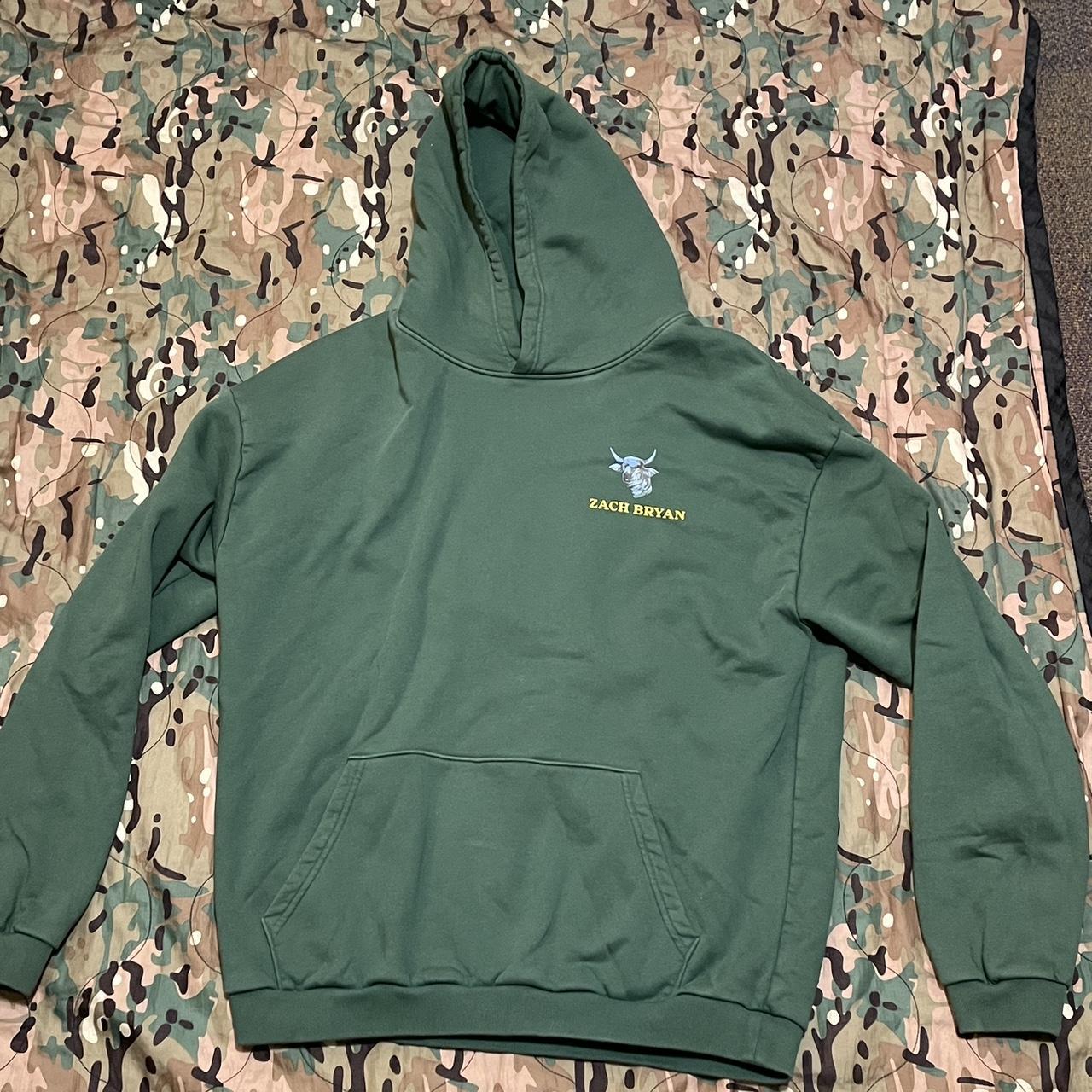 Green Zach Bryan Burn,Burn,Burn Tour Hoodie Size XL... - Depop