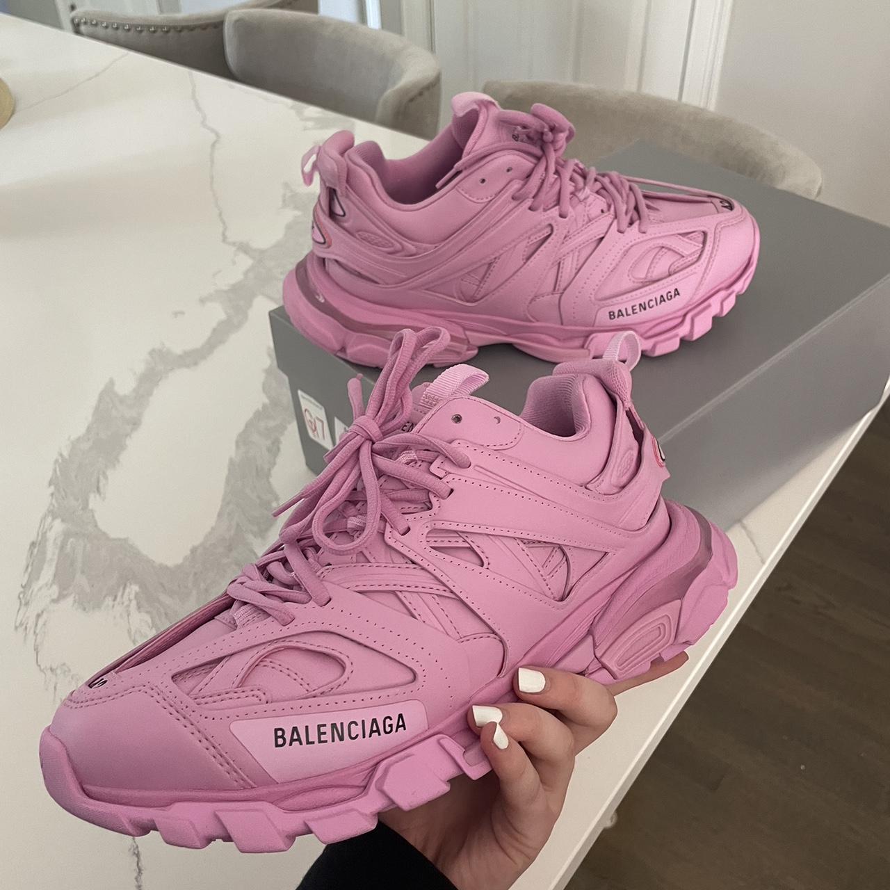 Size 9 Men’s Bright Pink Balenciaga Track sneakers... - Depop