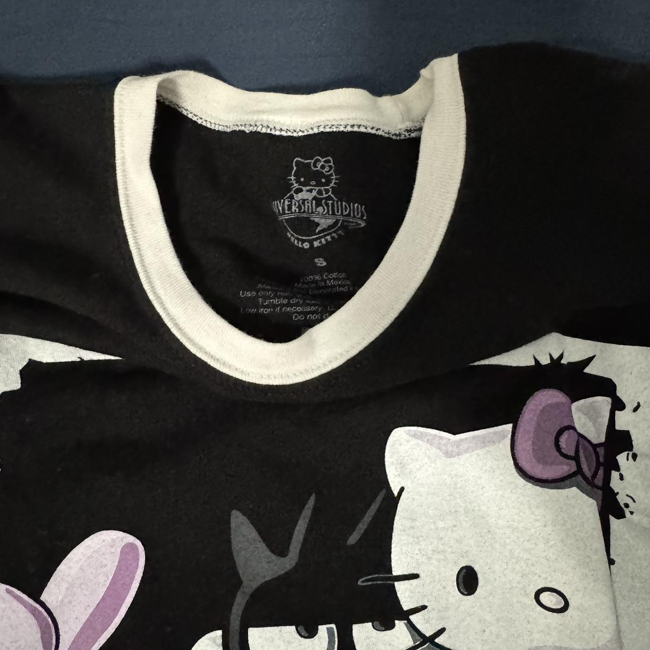 black white ringer tee shirt hello kitty and friends... - Depop