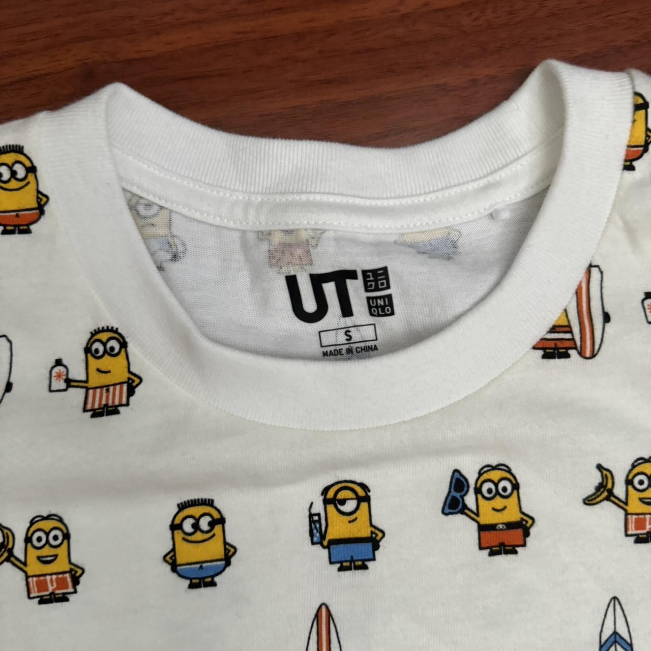 uniqlo minion all over print white funny shirt... - Depop