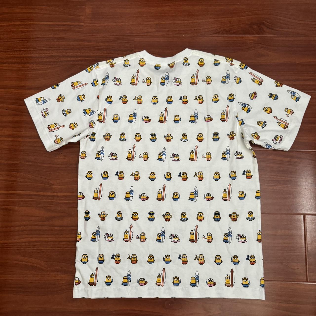 uniqlo minion all over print white funny shirt... - Depop