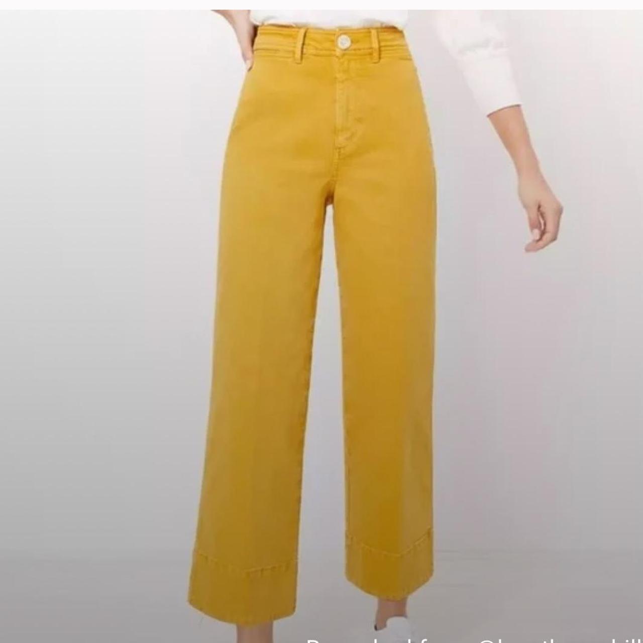 Loft High Waist Wide Leg Jeans In Golden Grass Size Depop