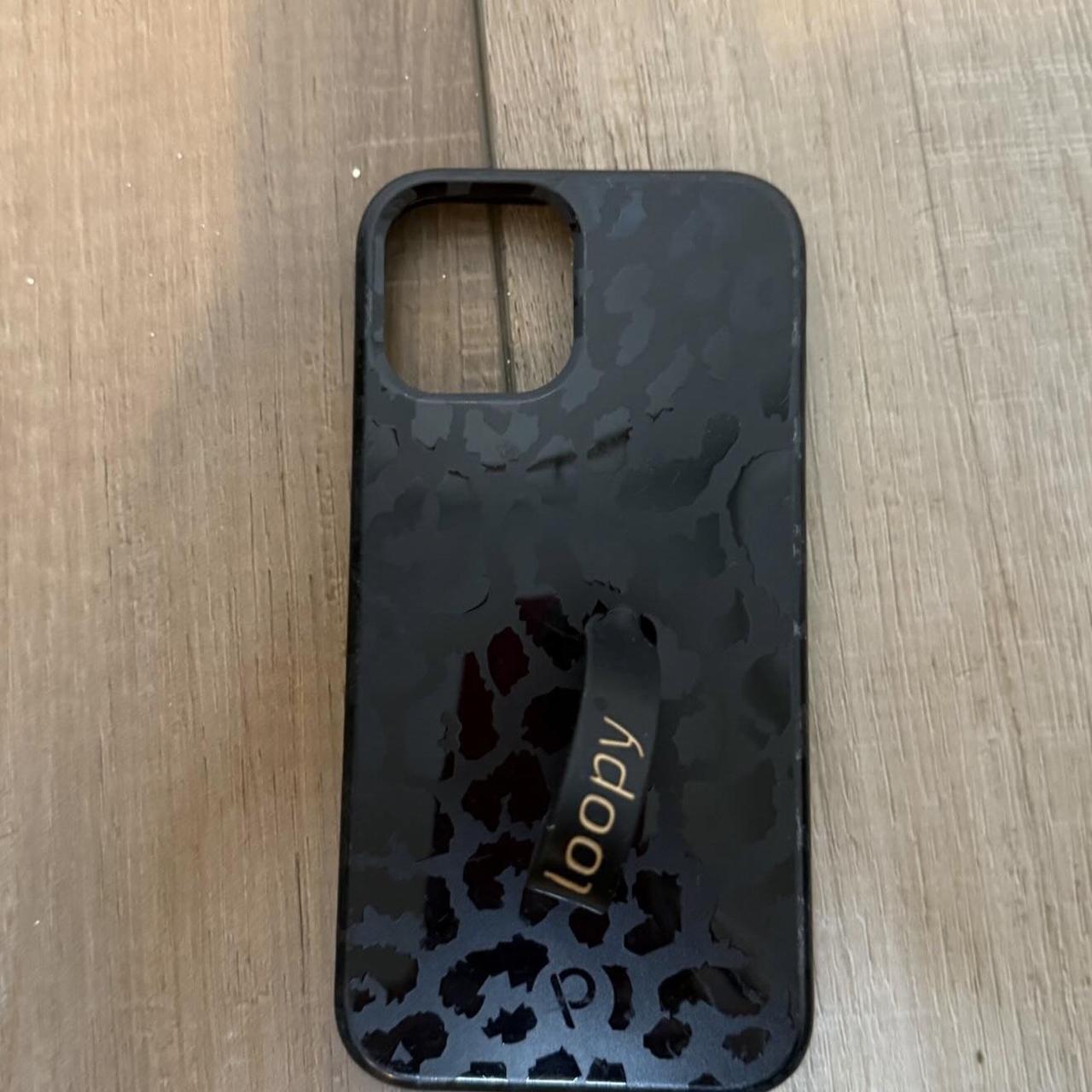 Black leopard print loopy phone holder for 12 pro... | Depop