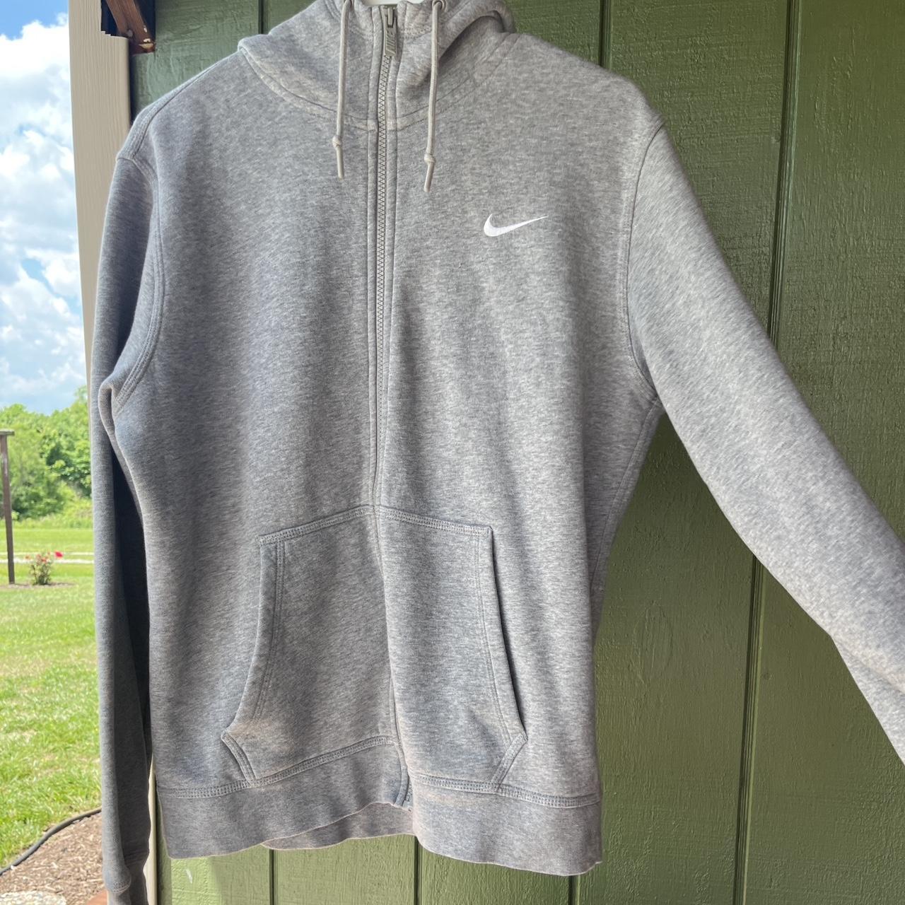Grey medium nike zip up jacket worn a few times, has... - Depop