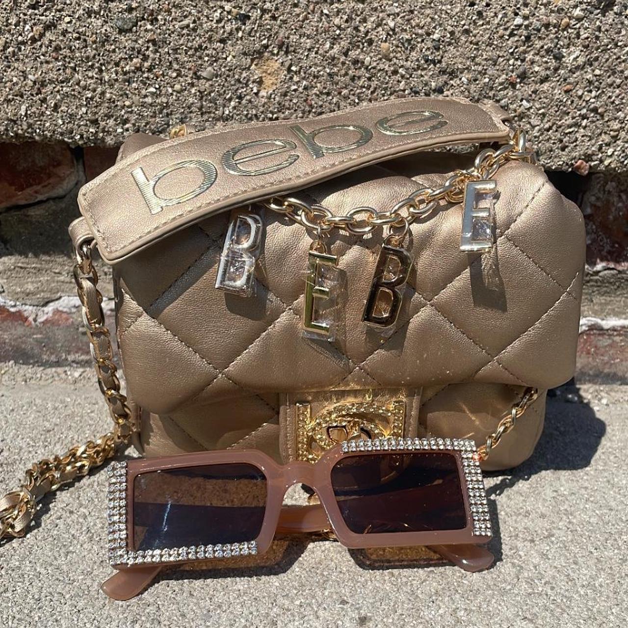 Gold Shoulder Strap Bebe Bag Embellished with Gold... - Depop