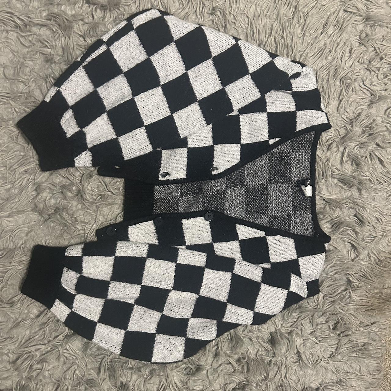 Medium black and white checkered sweater - Depop