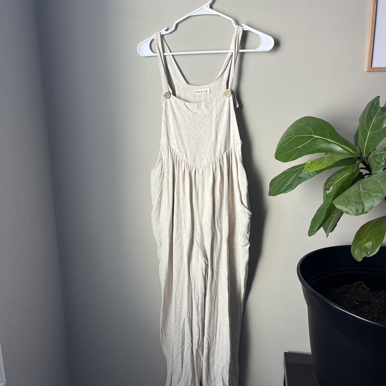 Boutique Linen Overalls Size M - Depop