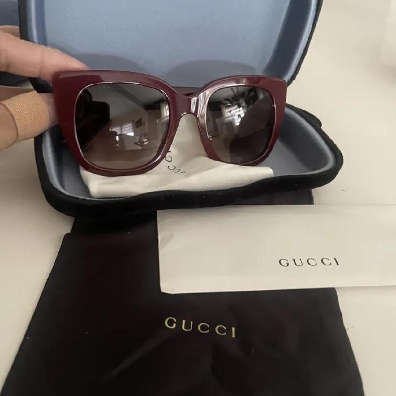 Gucci Sunglasses Burgundy/Gold 🔥 - Depop