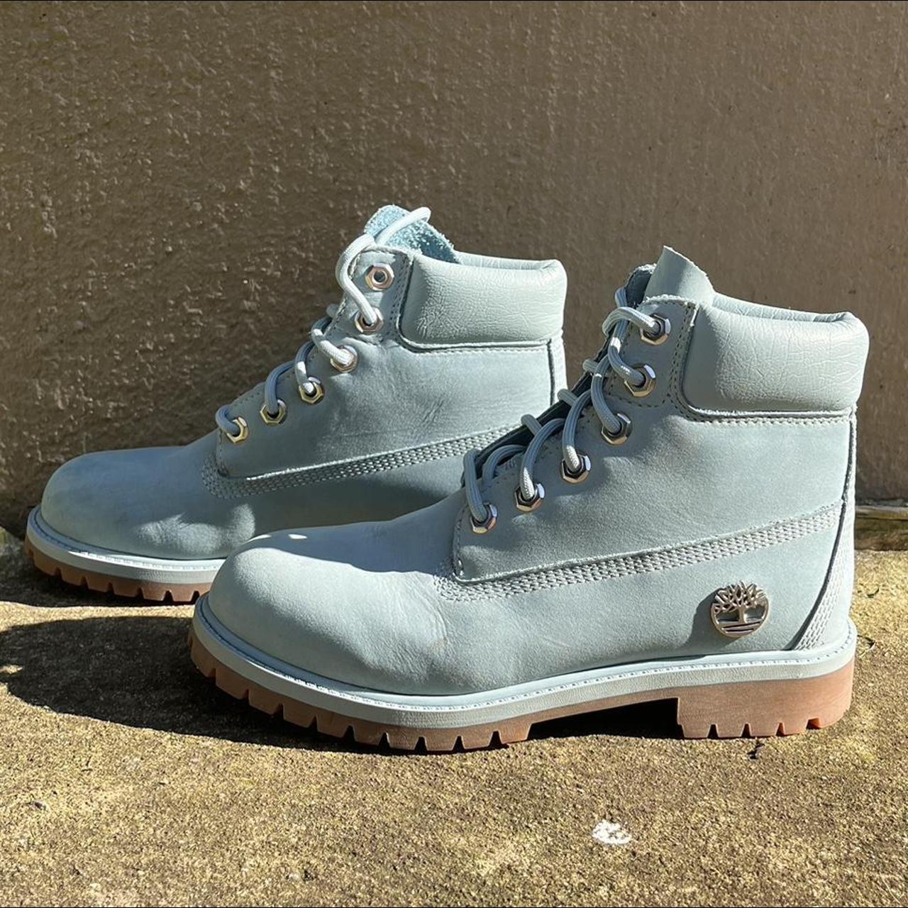 Light Blue Timberland Boots- Size 5 W - Worn a few... - Depop