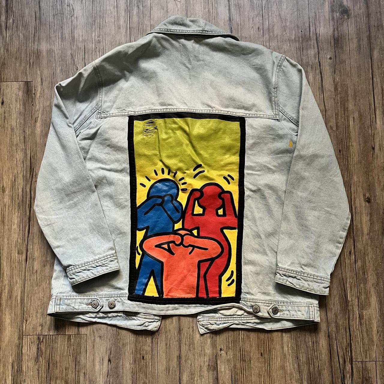 Custom Keith Haring denim jacket - Depop