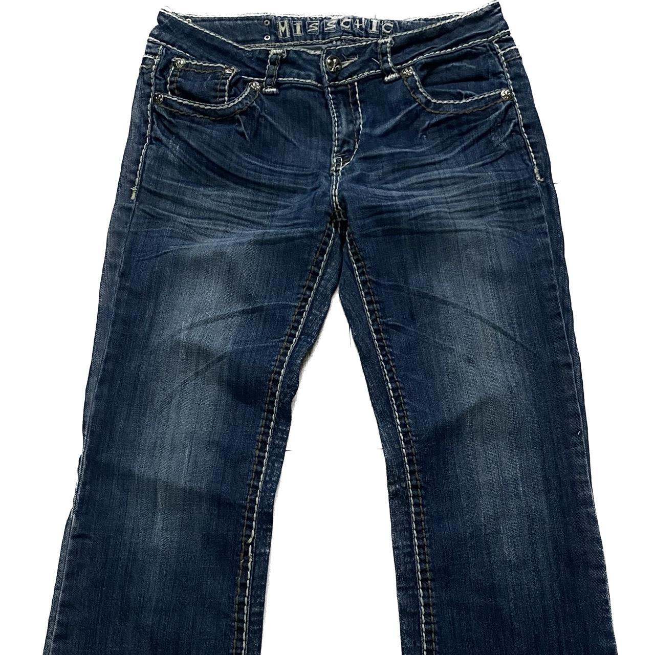 miss chic low rise bootcut jeans size 26 bedazzled... - Depop