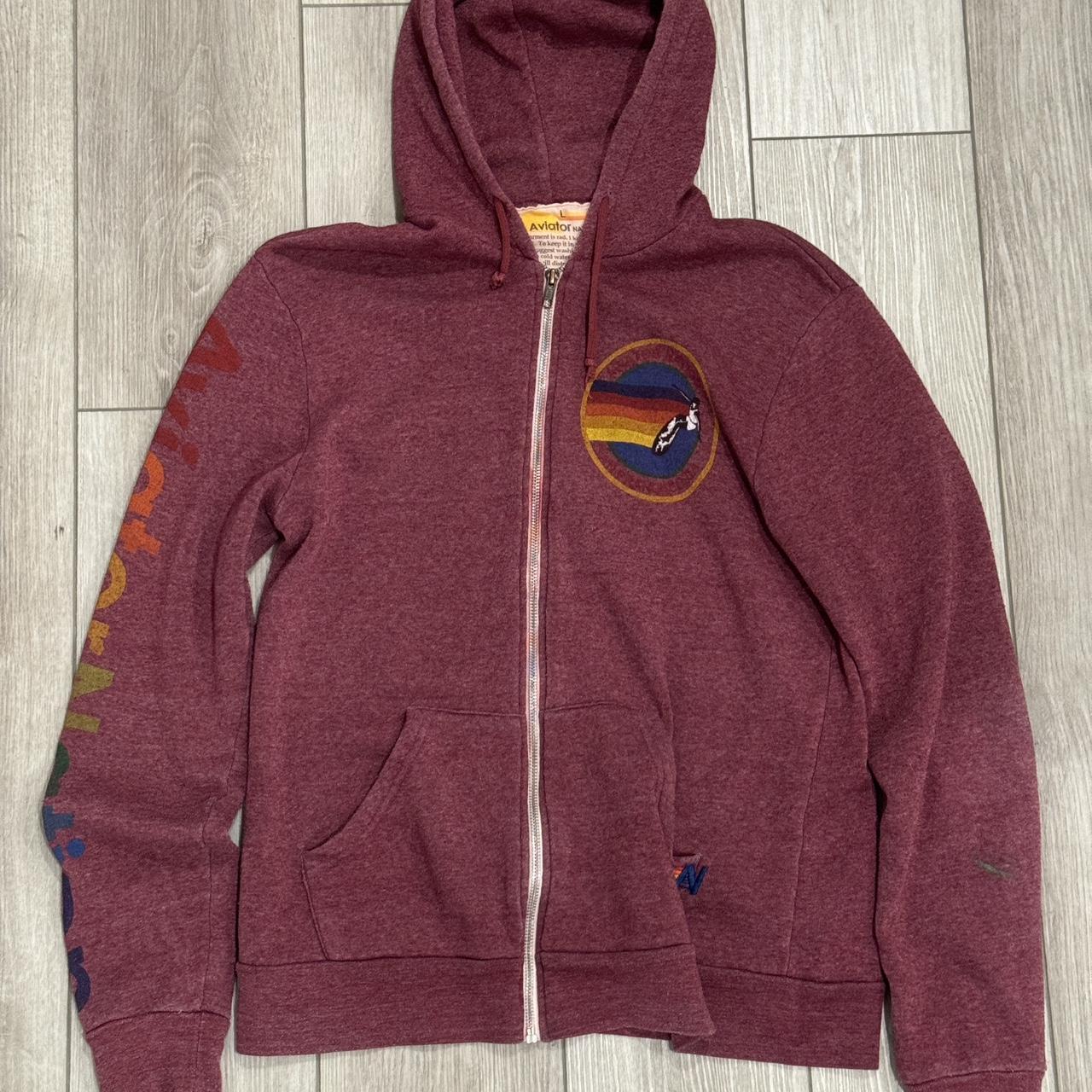 Aviator Nation Hoodie (L) - Maroon with surf logo... - Depop
