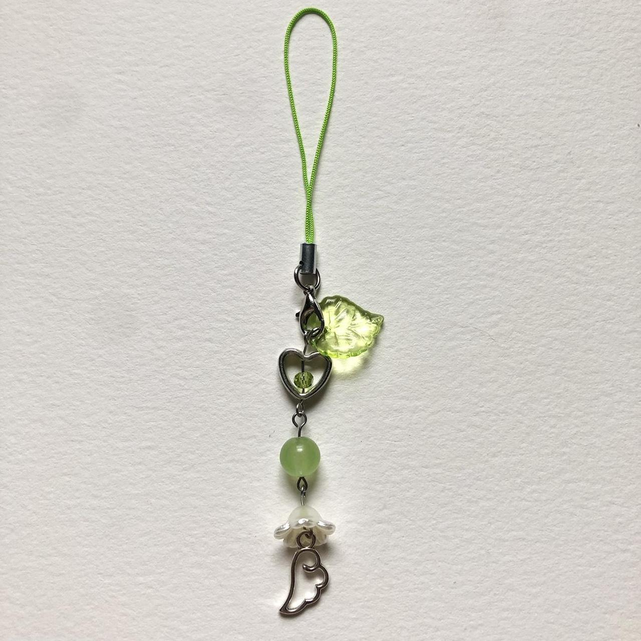 Green 🧚 phone charm • handmade beaded phone charm •... - Depop