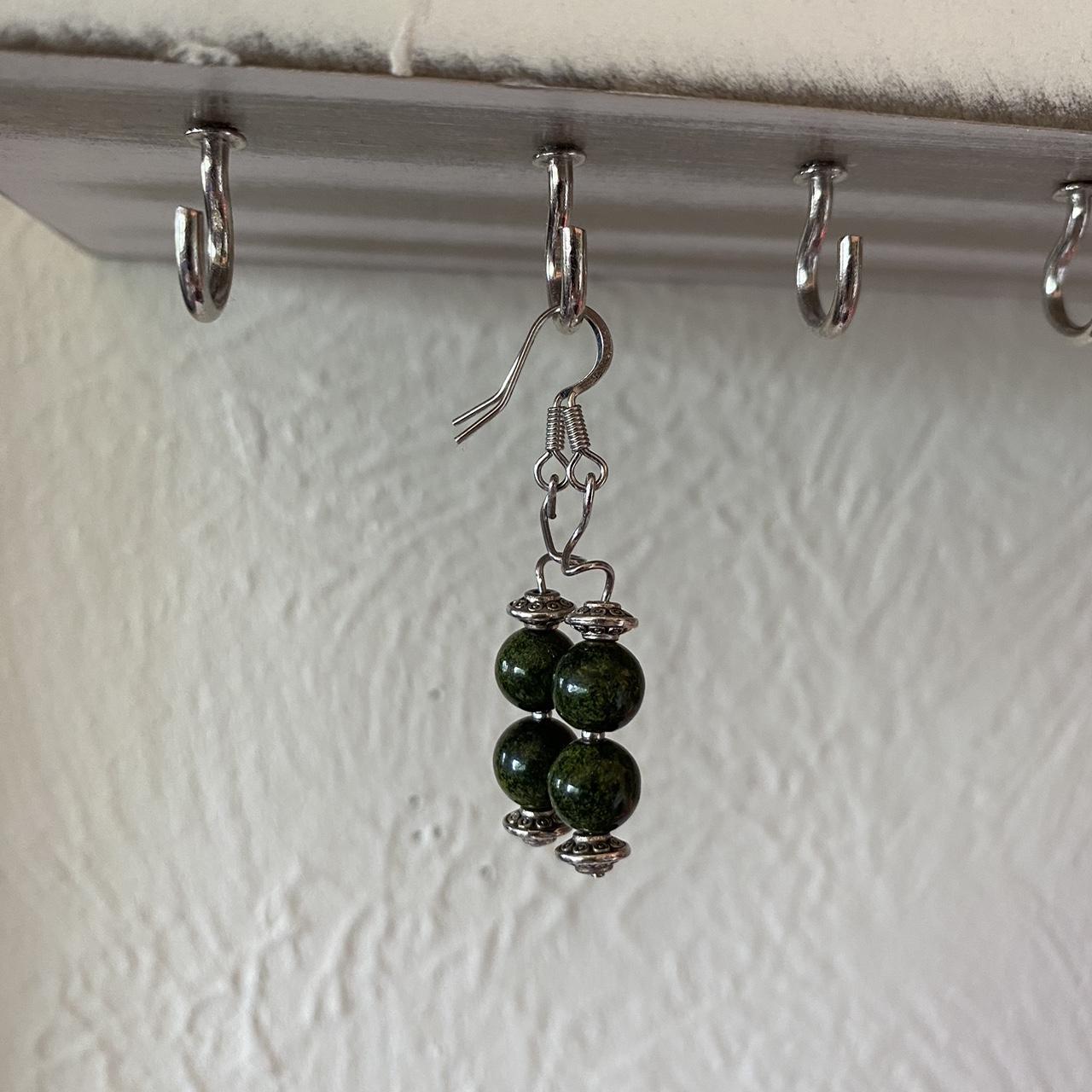 dainty dark green earrings