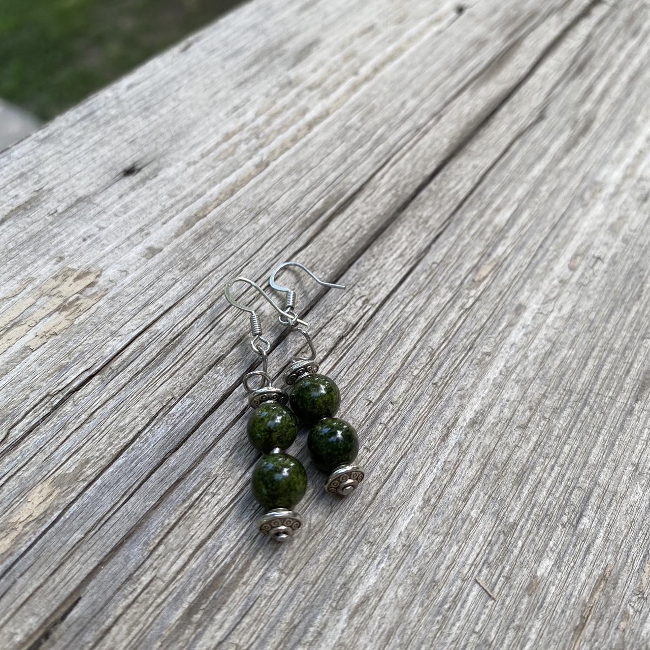 dainty dark green earrings