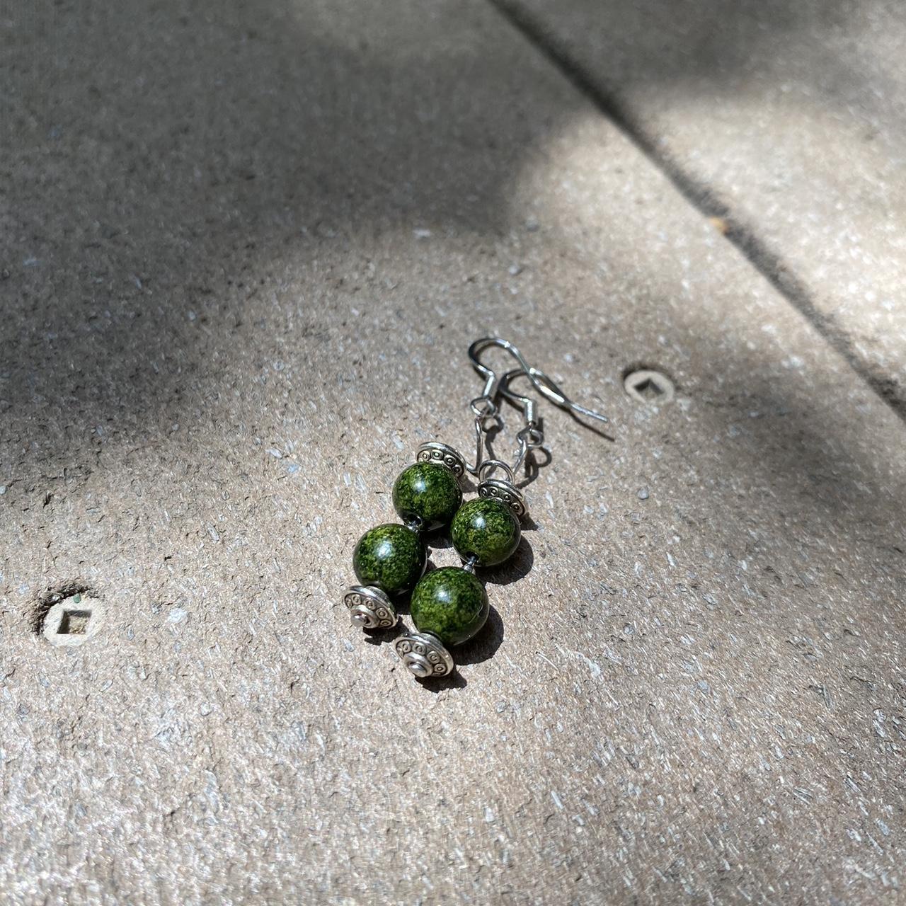 dainty dark green earrings