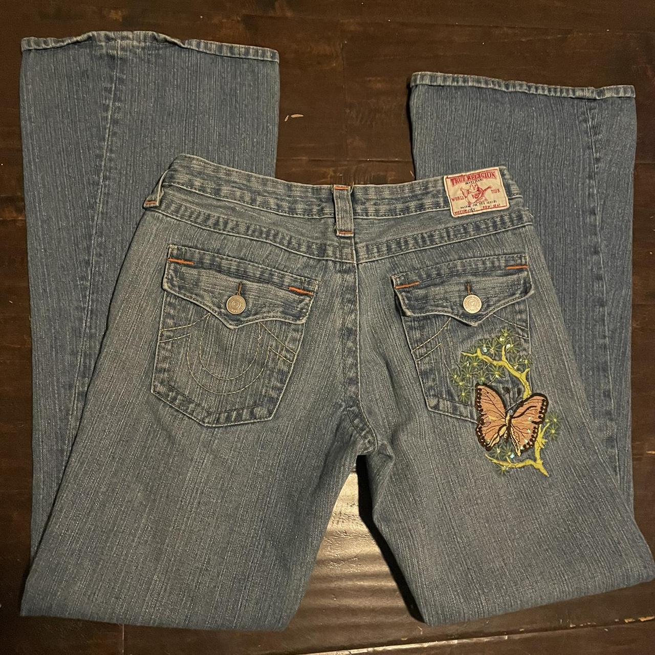 embroidered true religion jeans bootcut - Depop