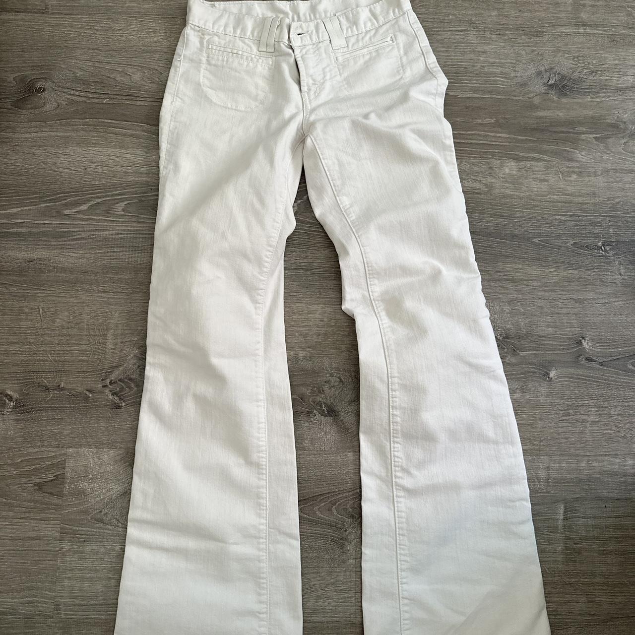 vintage white luxky brand low rise flare jeans no... - Depop