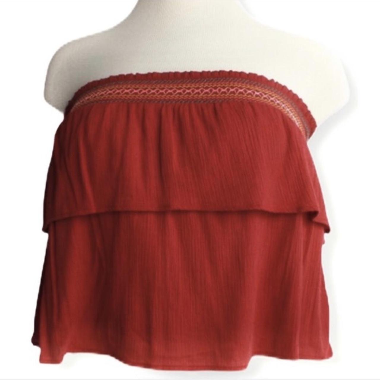 AERIE Red Ruffle Crop Tube Top Super flattering and... - Depop