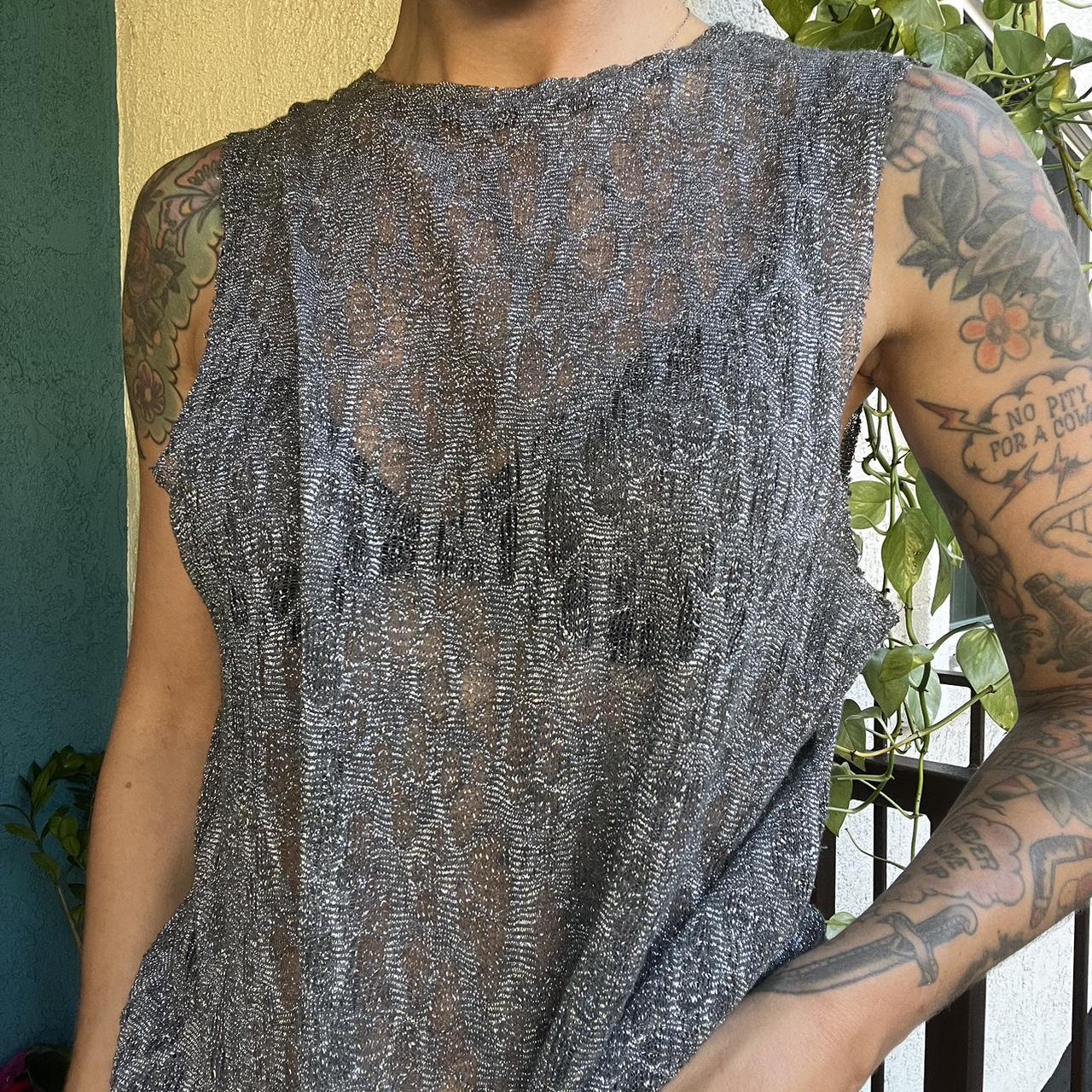 Long Silver see through top. Topshop. Labeled as S.... - Depop