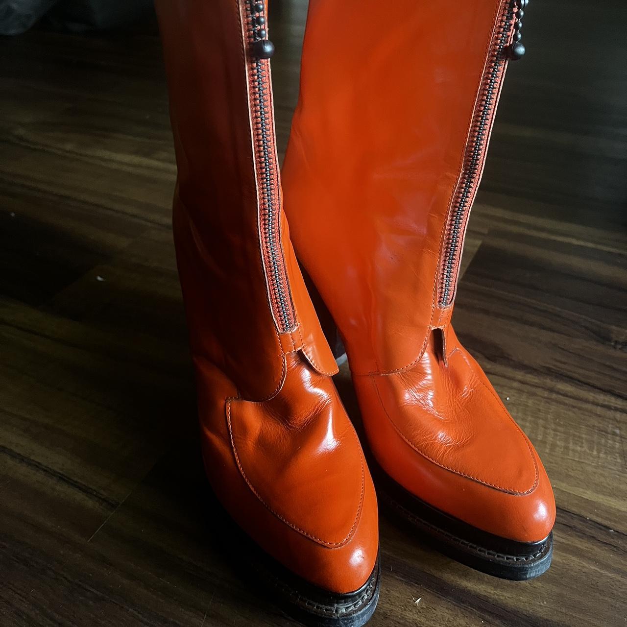 Opening Ceremony orange leather boots. Labeled as 41... - Depop