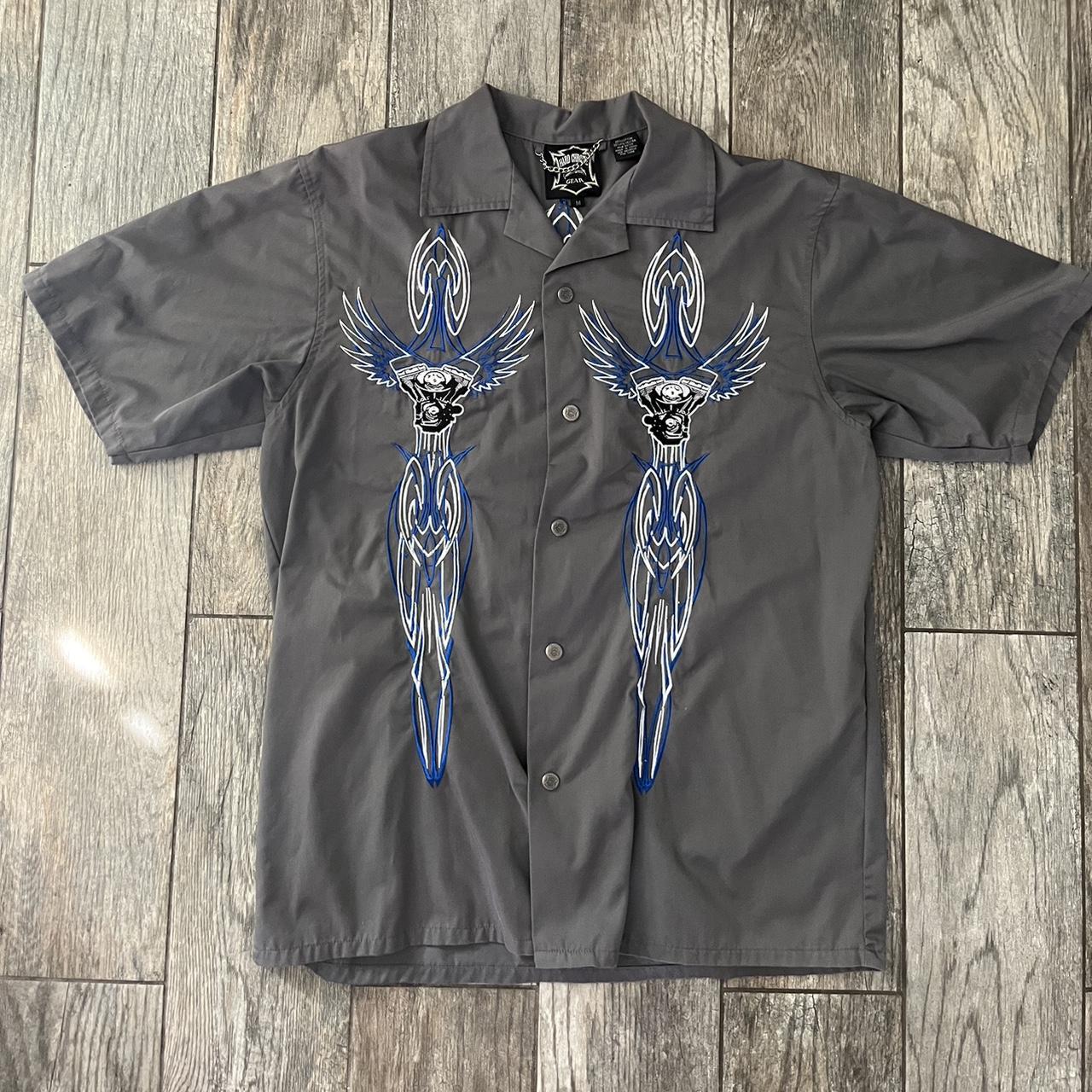 Vintage Hard Chrome biker button up #biker... - Depop