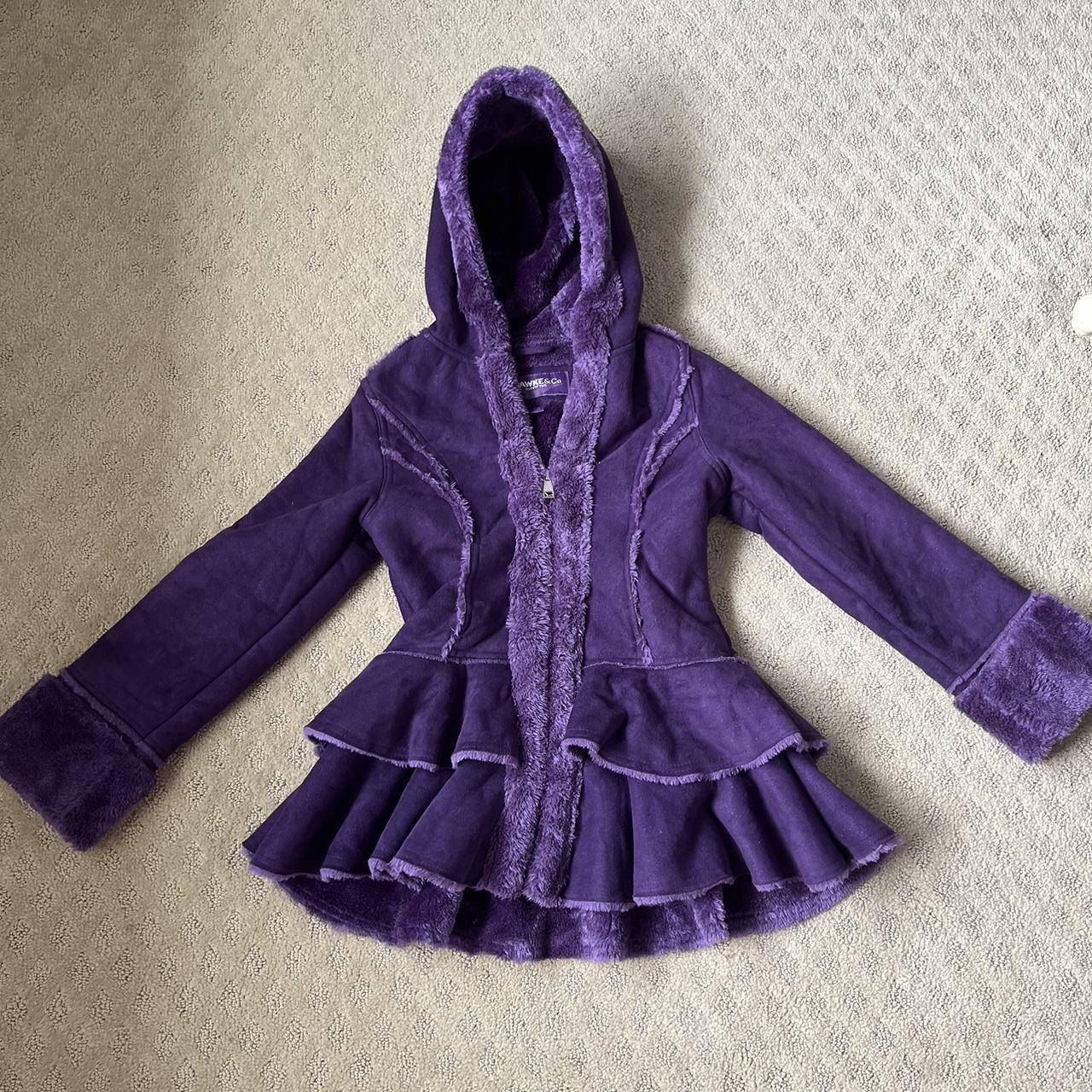 Children’s 7/8 Purple fluffy jacket with pockets and... - Depop