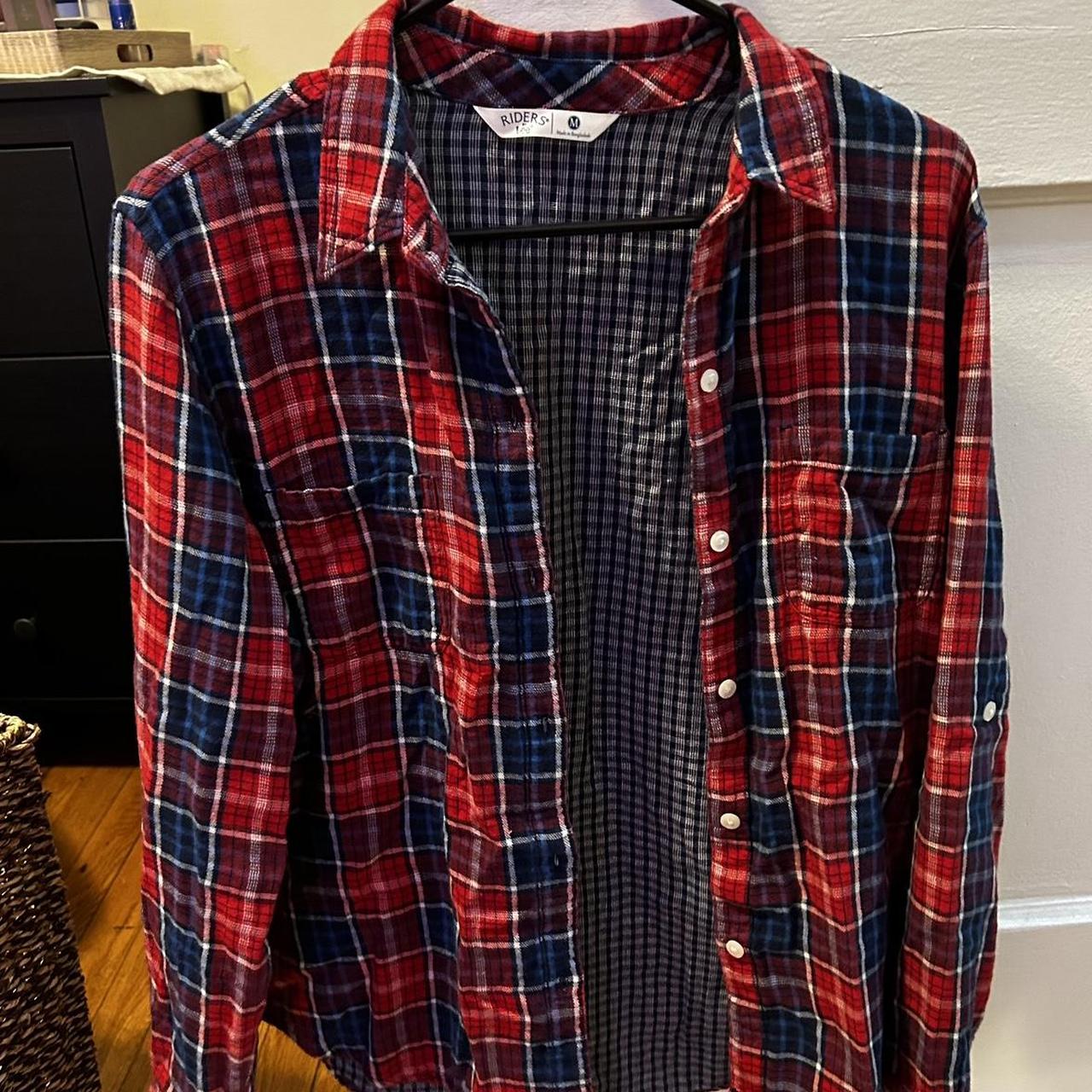 Size M blue and red plaid shirt 🍓 This flannel is... - Depop