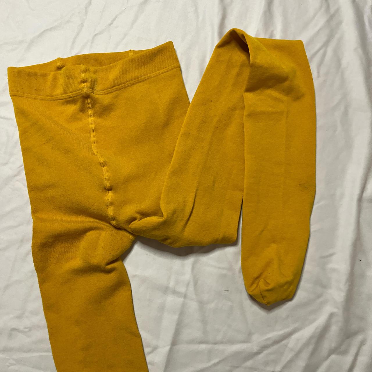 Bright mustard yellow winter warm tights #yellowtights - Depop