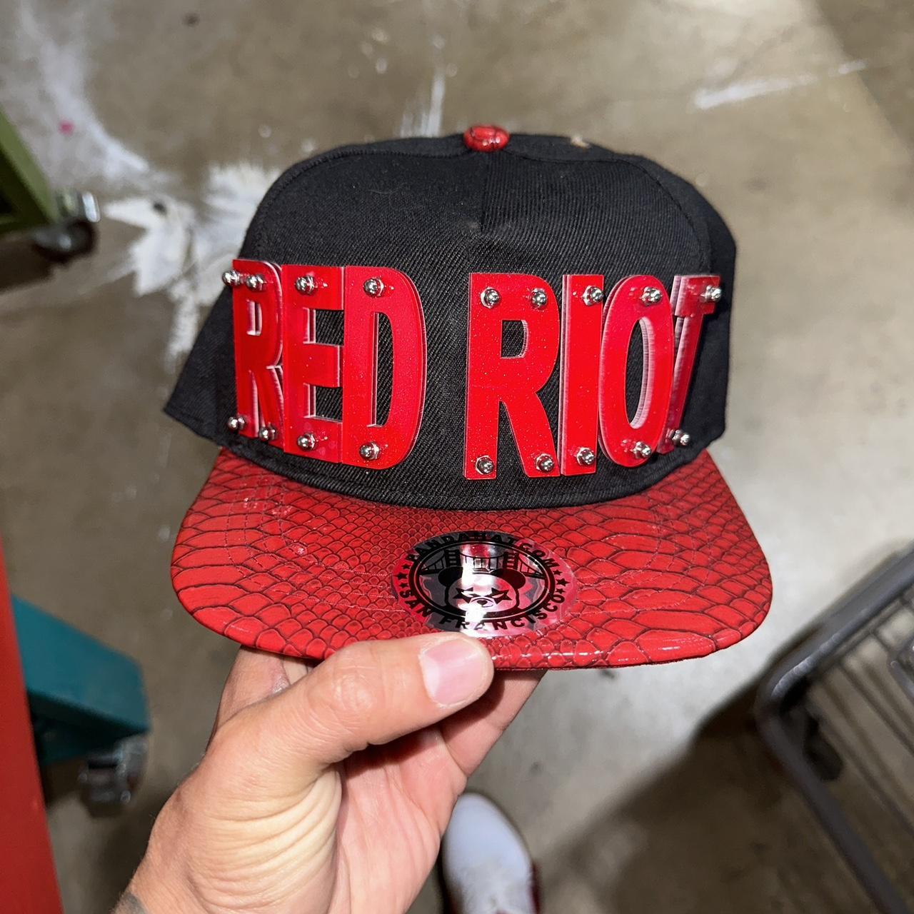 Red riot snap back red faux crocodile with... - Depop